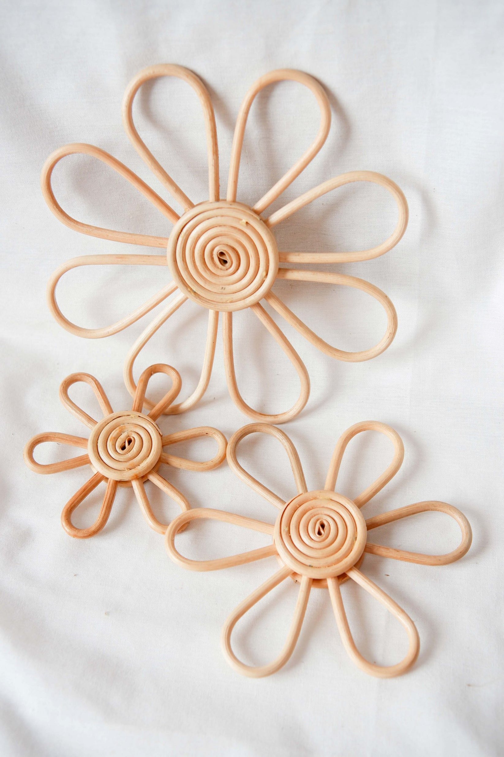 Rattan Daisy Flower Wall Decor Set 3, Daisy Rattan Nursery Wall Decor ...