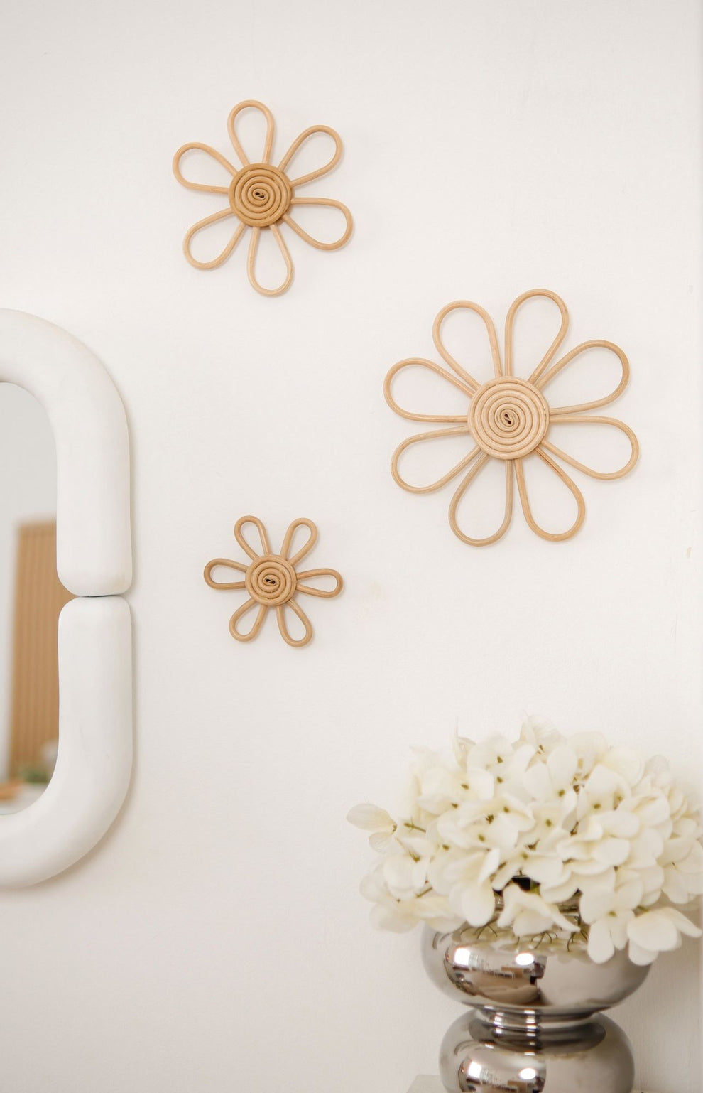 Rattan Daisy Flower Wall Decor Set 3, Daisy Rattan Nursery Wall Decor ...