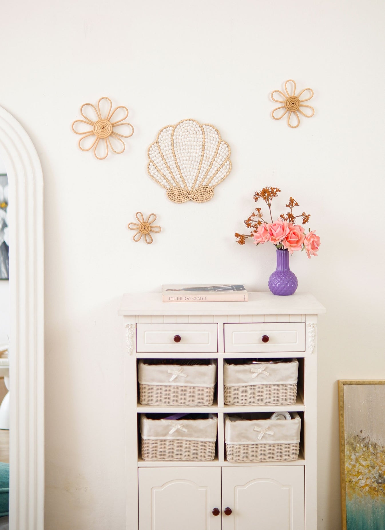 Rattan Daisy Flower Wall Decor Set 3, Daisy Rattan Nursery Wall Decor ...